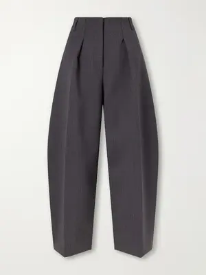 Jacquemus Le Pantalon Ovalo Pleated Stretch-crepe Barrel-leg Pants - Gray