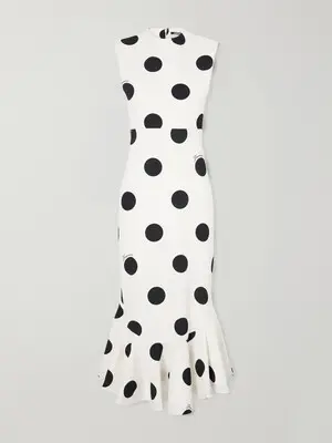 Jacquemus Palmier Pois Open-back Polka-dot Crepe-jersey Midi Dress