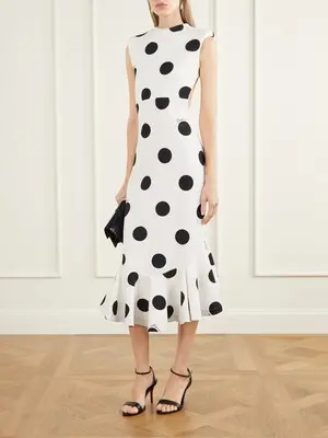 Jacquemus Palmier Pois Open-back Polka-dot Crepe-jersey Midi Dress