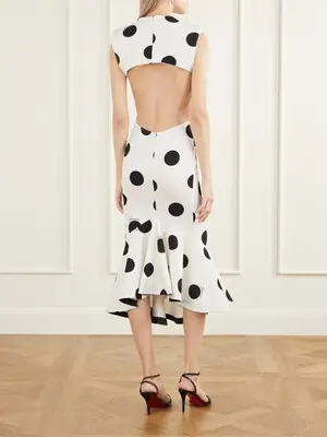 Jacquemus Palmier Pois Open-back Polka-dot Crepe-jersey Midi Dress