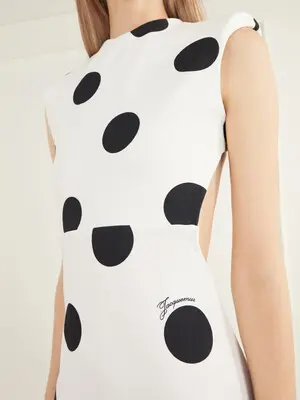 Jacquemus Palmier Pois Open-back Polka-dot Crepe-jersey Midi Dress