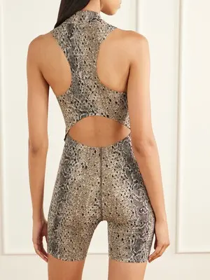 On Zendaya Train Volt Half-zip Snake-print Recycled Stretch-jersey Playsuit