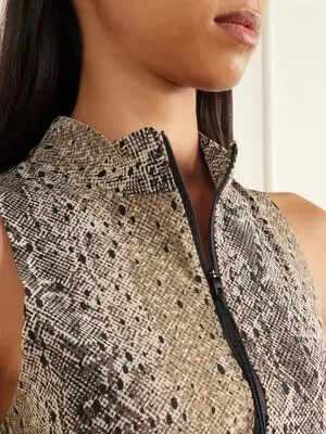 On Zendaya Train Volt Half-zip Snake-print Recycled Stretch-jersey Playsuit