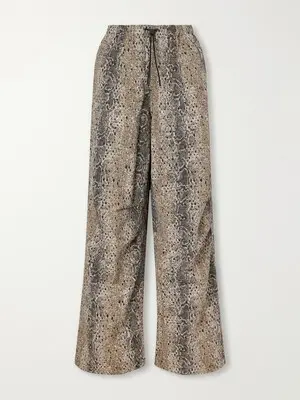 On Zendaya Snake-print Shell Wide-leg Pants - Neutrals