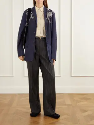 KARTIK RESEARCH Bead-embellished Paneled Suede Blazer