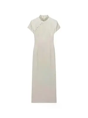 Shanghai Tang Qipao Maxi Dress - Silver