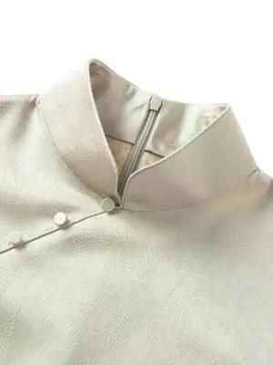 Shanghai Tang Qipao Maxi Dress - Silver