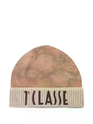 ALVIERO MARTINI 1° CLASSE Geo Lurex Logo-print Beanie Hat - Neutrals