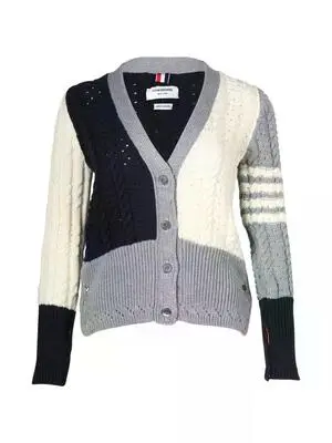 Thom Browne 4 Bar Cable-knit Cardigan - Grey