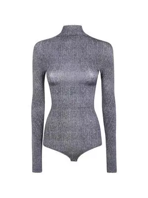 MAISON MARGIELA Herringbone-print Long-sleeve Bodysuit