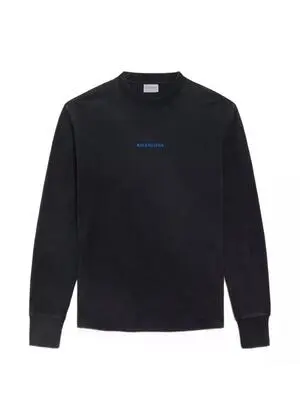 Balenciaga Back Medium-fit Long-sleeves T-shirt In Faded - Black