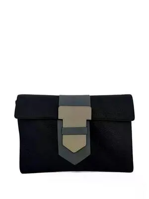 Delvaux Late 2010s Textured Leather Clutch Bag - Blue