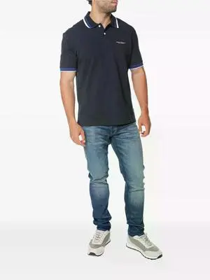 Armani Exchange Logo-print Tipped Polo Shirt - Blue