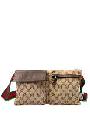 Gucci 2000-2015 Gg Canvas Web Double Pocket Belt Bag - Neutrals