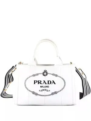PRADA Canapa Convertible Canvas Mini Tote Bag
