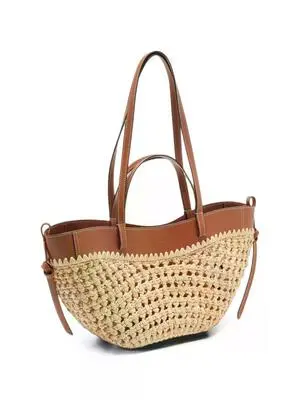 Polene Cyme Leather Raffia Beach Bag