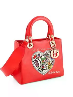 Dior Lady Bag Limited Edition Niki De Saint Phalle Embroidered Leather Medium Satchel - Multicolour