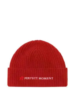 Perfect Moment Logo-embroidered Ribbed Beanie Hat - Red