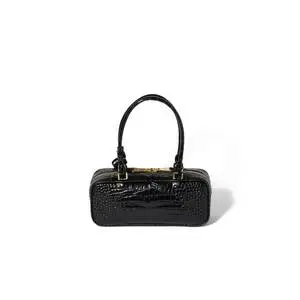 Miu Miu Beau Bag In Crocodile Embossed Leather - Black