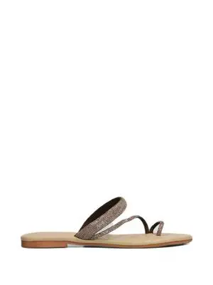 MC2 SAINT BARTH Cora Ring Sandals With Brown Rhinestones