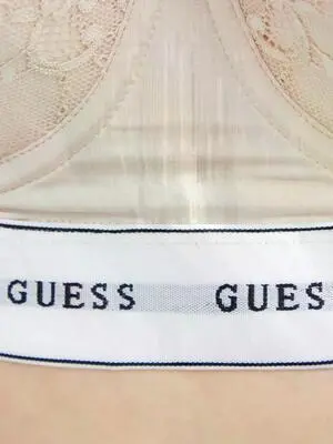 Guess Belle Lace-trim Logo-band Bra