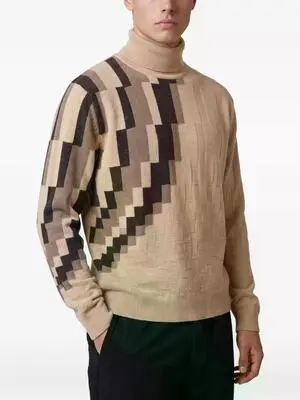 VERSUS Geometric-pattern Roll-neck Sweater - Neutrals