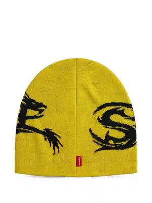 Supreme Dragon-intarsia Beanie Hat - Yellow
