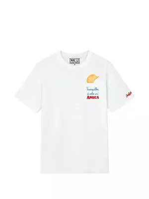 MC2 SAINT BARTH Connor T-shirt In With Amica Chips Patch Pocket - White