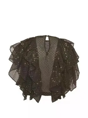 Sandro Ruffled Embellished Crop Top