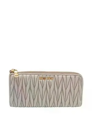 Miu Miu Matelassé Leather Wallet - Grey