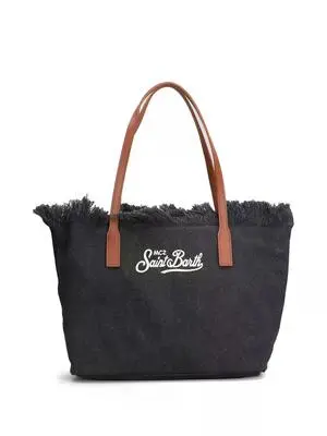MC2 SAINT BARTH City Fringed Logo-embroidered Tote Bag - Grey
