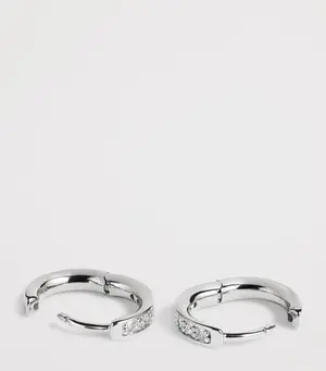 Monica Vinader Sterling And Diamond Essentials Huggie Earrings