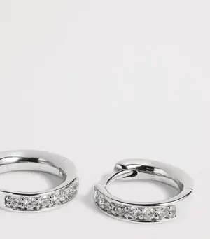 Monica Vinader Sterling And Diamond Essentials Huggie Earrings