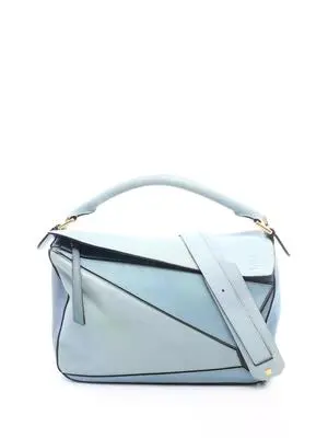 Loewe 2010-2026 Medium Tricolor Calfskin Puzzle Satchel - Blue