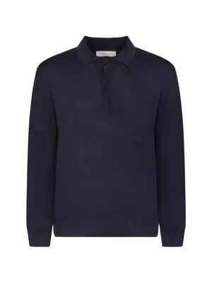 Canali Quarter-zip Polo-collar Sweater - Blue