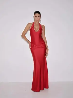 Delfi Soraya Dress In Ruby - Red