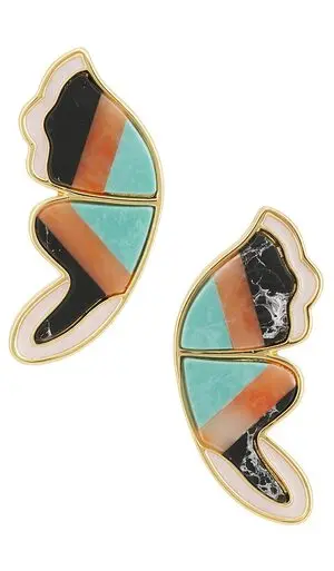 Lele Sadoughi Wild Butterfly Wing Button Earrings