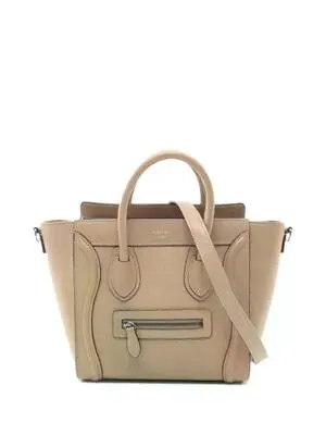 Celine 2000-2026 Nano Leather Luggage Tote Satchel - Neutrals
