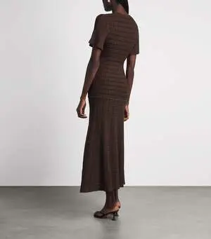 Sandro Pointelle-knit Rhinestone Maxi Dress