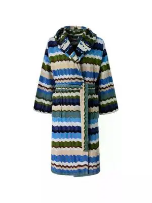 Missoni Zigzag-print Hooded Bathrobe - Blue