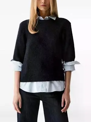 GESTUZ Alpha Short-sleeve Knitted Sweater - Blue