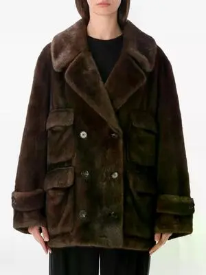 SWORD 6644 Double-breasted Faux-fur Coat