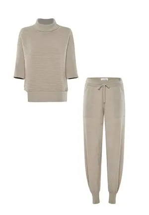 YOU LOOK PERFECT Merino Loungewear Set, Pullover Bailey & Pants Bella - Brown