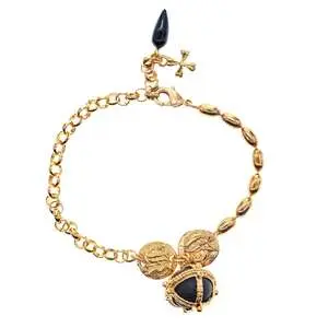 GEM KINGDOM Black Royal Orb Bracelet - Black/gold