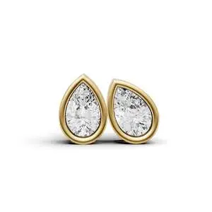 SEREIA OFFICIAL 14k Gold Studs 0.25 Carat Earrings Pear Bezel Solitaire Gold - Yellow