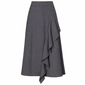 SMART AND JOY Flared Midi Skirt With Asymmetrical Ruffles
