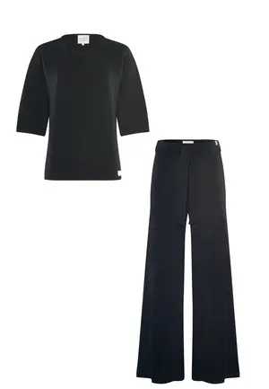 YOU LOOK PERFECT Merino Loungewear Set, Pullover Fay & Pants Bailey - Black