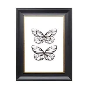 JOHANNA FLEMING Pencil Butterflies A3 Fine Art Print - Black