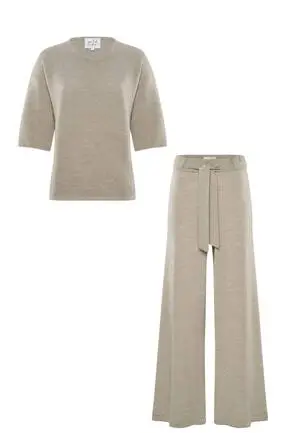 YOU LOOK PERFECT Merino Loungewear Set, Pullover Fay & Pants Bailey - Brown