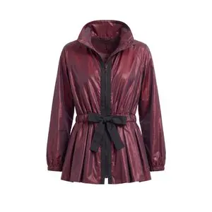 CONCEPT A TROIS Burgundy Short Pleated Trench Coat In Technical Fabric - Red